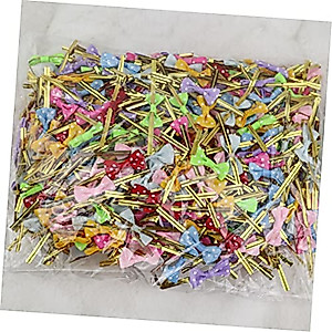Gift Bag Ties 100pcs Packaging Favor Bag Ties Metallic Cable Bow Ties Food Pack Gift Pack Food Sealing Tie Lollipop Cable Tie Candy Sealing Tape Rosy Lollipops Ties Tie