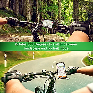 E Tronic Edge Bike Phone Mount - Rotating Cell Phone Holder for Bicycle Handlebar Compatible with iPhone 6 7 8 X 11 12 13 Samsung Galaxy (All-Terrain)