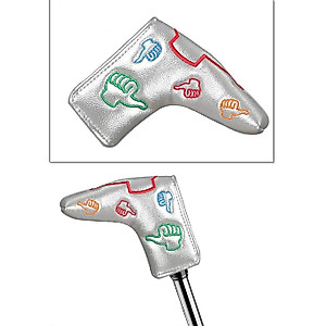 DBYA Golf Blade Putter Head Cover PU Leather Thumbs UP with Velcro Closure for Blade,Grey