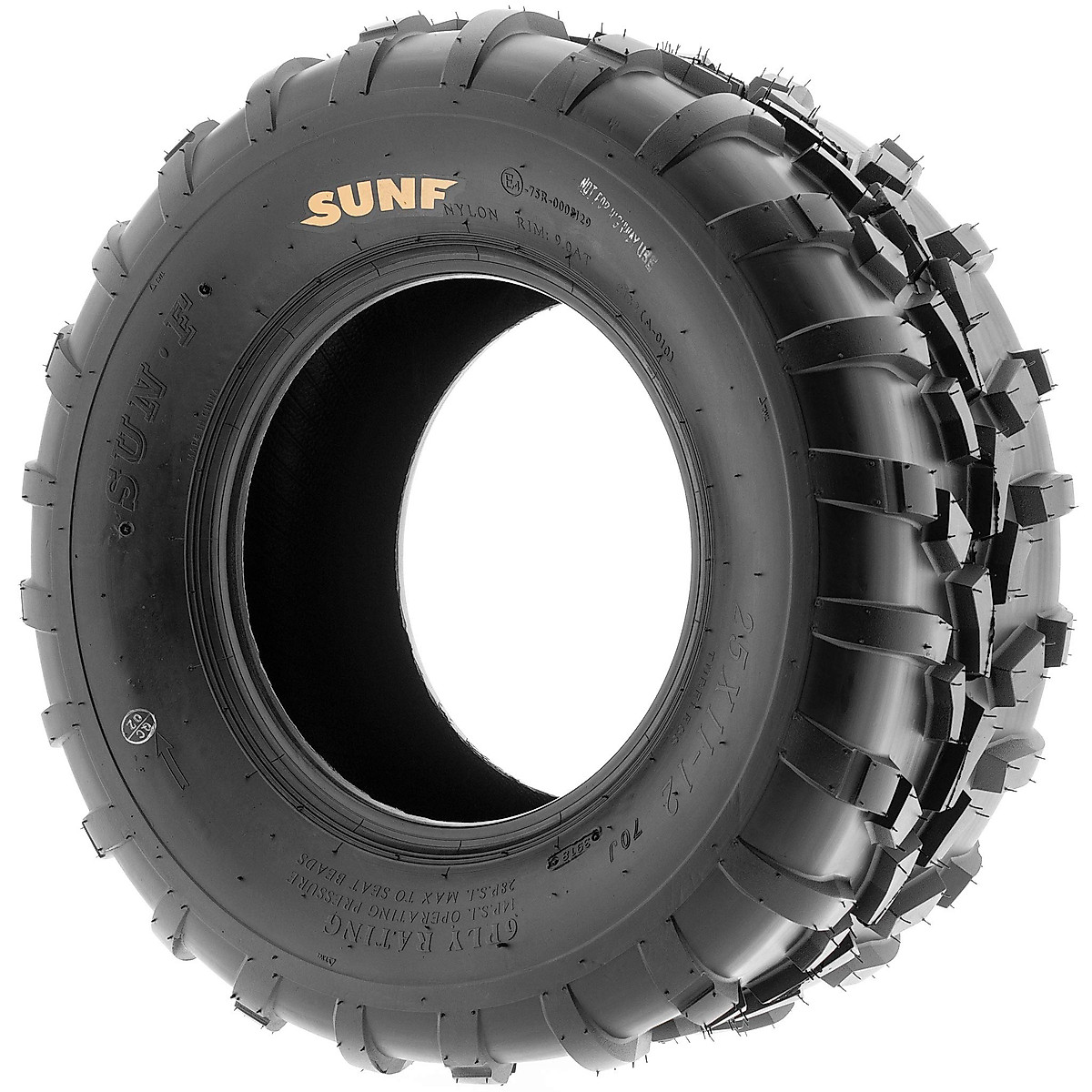 SunF 25x11-12 (25x11x12) ATV/UTV Off-Road Tire, 6PR, Directional Knobby Tread | A010