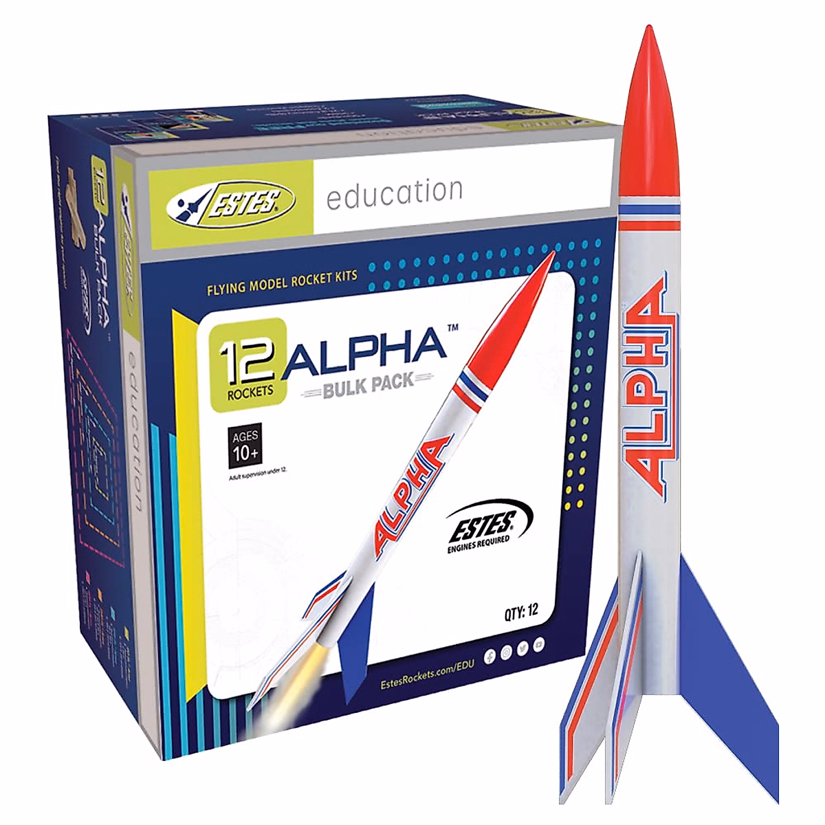 Estes - 1756 Alpha Flying Model Rocket Bulk Pack (Pack of 12) | Intermediate Level Rocket Kit |Soars up to 1000 ft. | Step-by-Step Instructions | Science Education Kits | Great for Teachers, Youth Group Lead