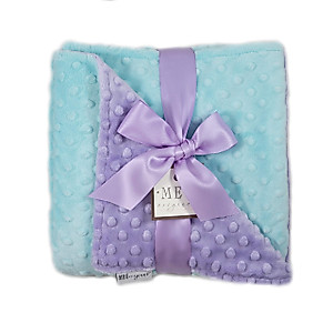 MEG ORIGINAL Lavender & Aqua Minky Dot Baby Girl Blanket