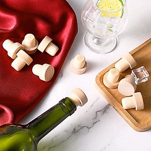 Abeillo 12 Pieces Wine Bottle Corks, T Shaped Wine Bottle Stoppers Reusable Wooden and Rubber Wine Cork Stopper Sealing Plug Bottle Cap for Wine Beer Bottles Crafts