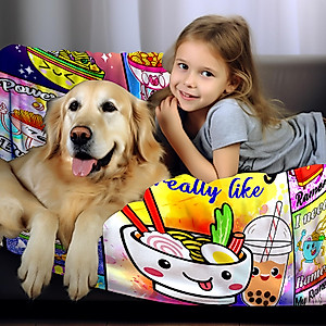 Anime Ramen Blanket Cartoon Ramen Blankets and Throws Bed Couch Sofa Christmas Birthday Gifts for Teens Boys Kids Girls Women Adults 50"X40"