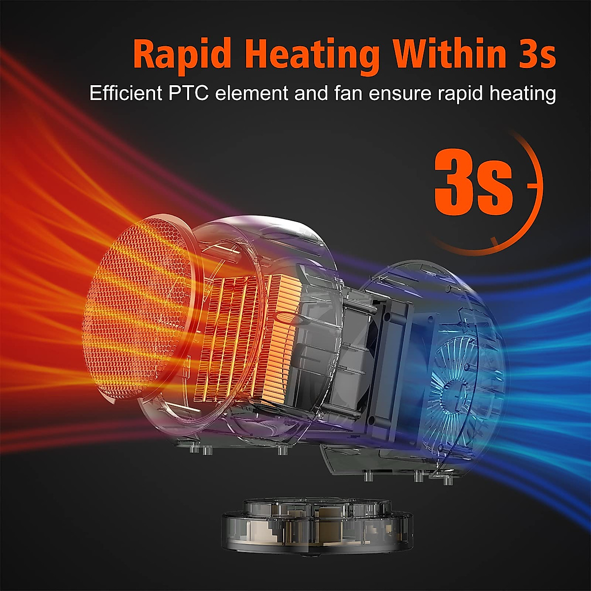 Coolfor Space Heater,PTC Ceramic/Portable Electric Desktop Heater High Output Fan for Home Bedroom Office Desk Indoor Use(Light Brown)