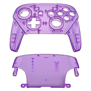 eXtremeRate Clear Atomic Purple Faceplate and Backplate for Nintendo Switch Pro Controller, DIY Replacement Shell Housing Case for Nintendo Switch Pro - Controller NOT Included