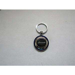 1975 1976 1977 1978 1979 1980 1981 1982 GRANADA SCRIPT LOGO ROUND PLASTIC KEYCHAIN - BLUE