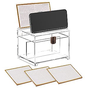 EDUROMI Recipe Box, Acrylic Recipe Card Holder Box with Cards and Dividers, Phone and Card Slot, Card Holder, 10 Dividers, 4x6 Inch Recipe Cards, Gift for Grandma Mom Women Wedding Bridal Shower