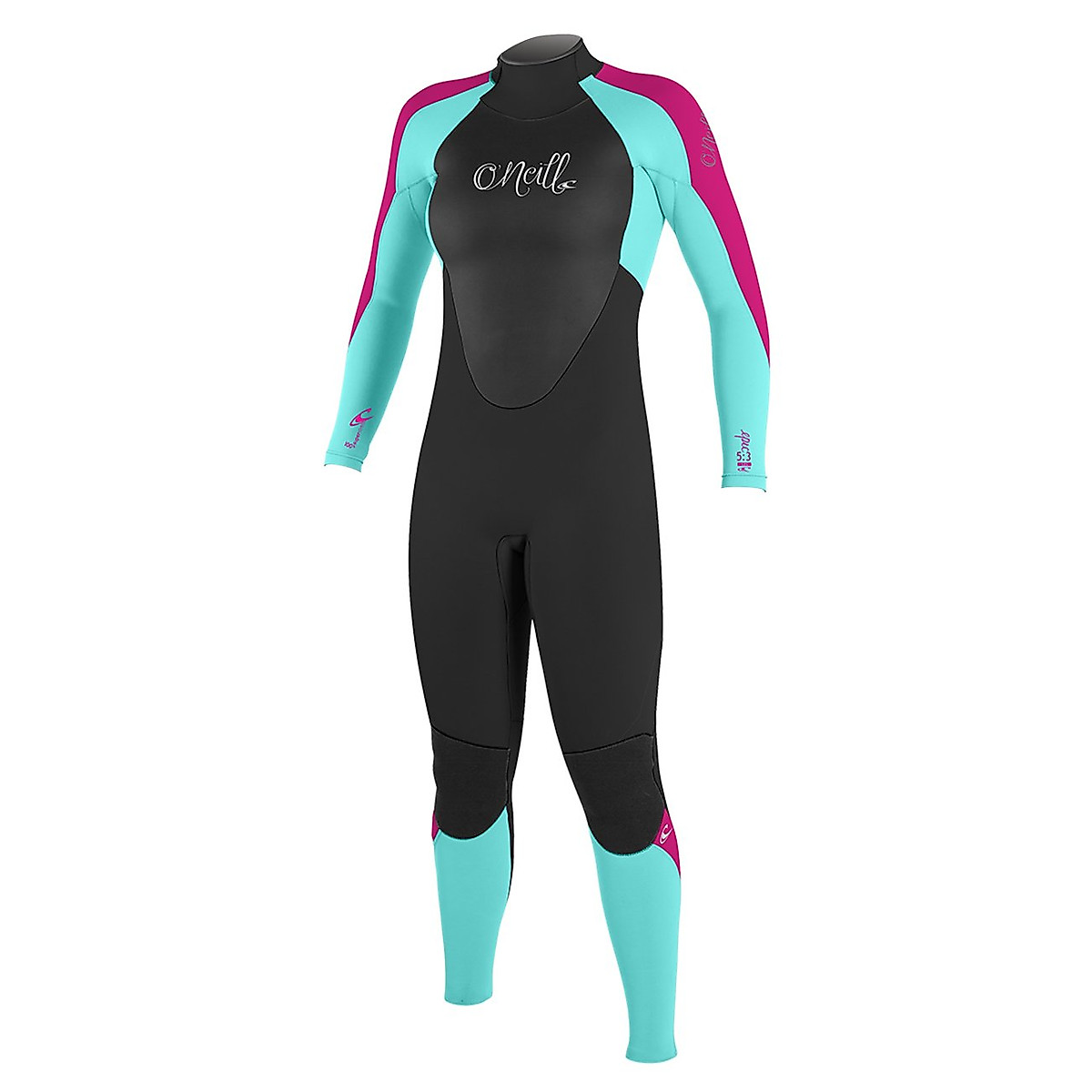 O'NEILL Unisex Child Youth Epic 4/3mm Back Zip Full Wetsuits, Black/Seaglass/Berry, 6 US