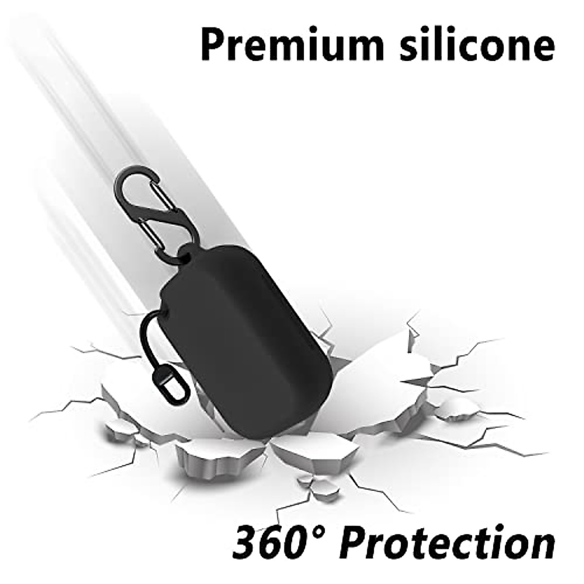 Geiomoo Silicone Case Compatible with Skullcandy Dime, Portable Scratch Shock Resistant Carrying Cover with Carabiner (Black)