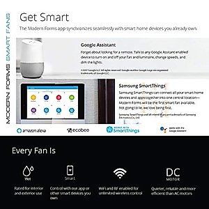 Vortex Smart Indoor and Outdoor 3-Blade Ceiling Fan 60in Gloss White with Remote Control works with Alexa, Google Assistant, Samsung Things, and iOS or Android App