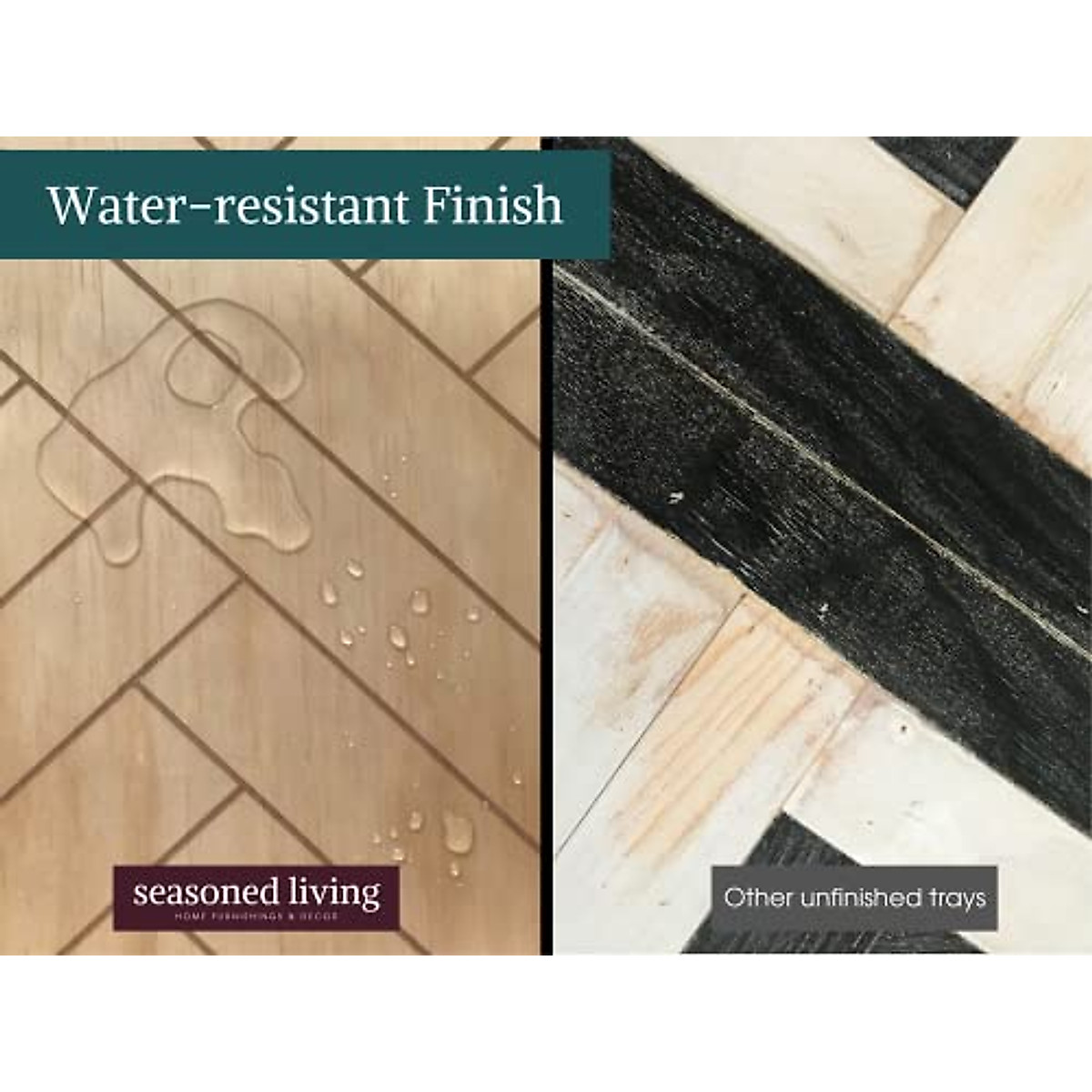 Seasoned Living Rustic Wooden Serving Tray Large 20”x14.4” Water-Resistant Wood Tray for Ottoman, Coffee Table, Breakfast in Bed, Table Centerpiece Home Decor (Natural Pine)