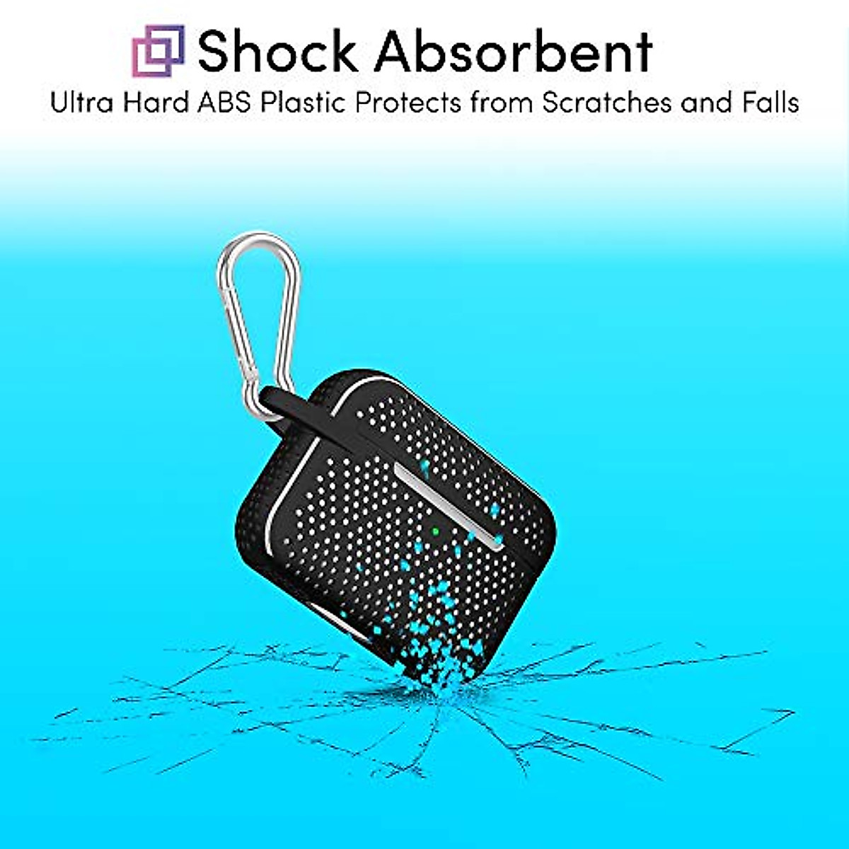 TALK WORKS AirPods Pro Case Cover with Keychain - Protective Hard Silicone Skin for AirPods Keychain Case Clip Carabiner Wireless Charging Compatible with Apple AirPod Pro Carrying Case 2019 - Black