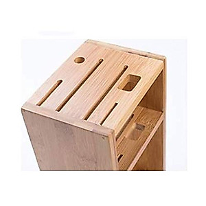 CUJUX Universal Knife Block Bamboo Wood Knife Block without Knives Countertop Knife Holder and Organizer with Wide Slots for Easy Kitchen Knife Storage