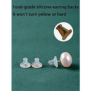Earring Backs,18K Gold Silicone Earring Backs Replacements,Locking Secure Earring Backs for Studs/Droopy Ears,No-Irritate Hypoallergenice Soft Clear Earring Backs for Adults