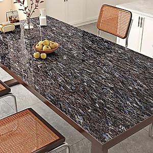 FunStick Black Marble Contact Paper for Countertop Contact Paper Waterproof Blue Black Marble Wallpaper Peel and Stick Countertops for Kitchen Removable Wall Paper for Bathroom Cabinets Desk 12"x200"