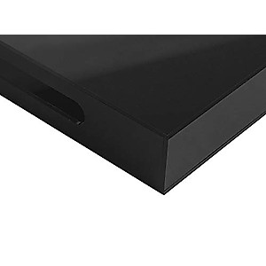 HofferRuffer Black Serving Tray, Waterproof Acrylic Tray with Handles for Coffee Table, Ottoman, Breakfast, Tea, Food, 16" x 12"