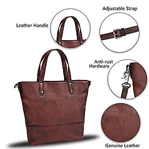 Genuine Leather Satchel Purses Handbags for Women Top Handle Bags Lady Crossbody Shoulder Tote Bags (Coffee)