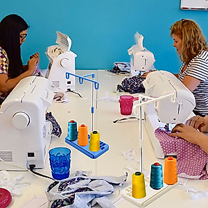 Vuzvuv 2 Pack Thread Holders - Organizer for Embroidery & Sewing Machines, Holds 3 Spools, Suitable for Beginners & Adults, White-Blue