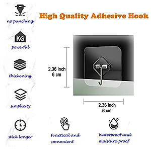 HIAWMULN Adhesive Hooks, 30 Pack Utility Hooks, 22lb(Max) Wall Hooks Transparent Seamless Hooks, Waterproof Oilproof Hooks for Bathroom, Kitchen, Office