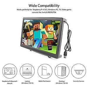 ELECROW 10.1 Inch Touchscreen Monitor Compatible with Raspberry Pi Screen 1920X1080p IPS Monitor VGA HD Display for Laptop Jetson Nano Win PC (Touch Sceen Version)