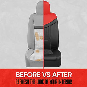 Motor Trend Premium LuxeSport Red Car Seat Covers for Front Seats, 2 Pack – Automotive Seat Protectors with Comfortable Mesh Back & Faux Leather Headrest, Interior Covers for Car Truck Van SUV