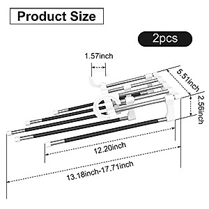 Andiker 2 Pack Pants Hangers, Multifunctional Stainless Steel Pants Rack, Folding Anti-Slip Space Saving Closet Storage Organizer Hangers for Clothes Scarf Jeans Trousers (Black)