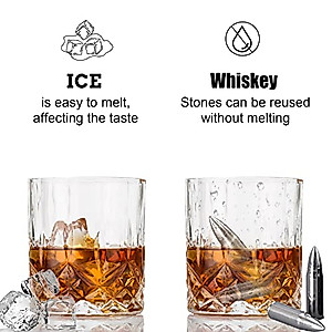 Gifts for Men Dad, Christmas Stocking Stuffers, Whiskey Stones Set of 6 with Wooden Gift Box, Drinking Gifts for Him Boyfriend Husband Grandpa, Ideas for Anniversary Birthday Wedding Housewarming