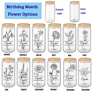 Personalized Glass Cups with Bamboo Lids and Straws Custom Name Photo Sublimation Drinking Glass Can Tumbler 16oz Customized Ice Coffee Cup Gift for Birthday Wedding Graduation Anniversary Party
