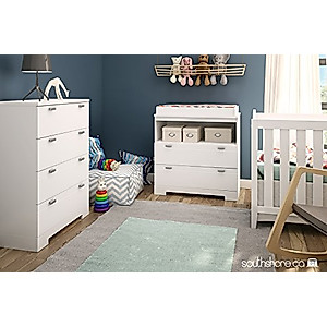 South Shore Reevo 2-Drawer Nightstand, Pure White with Matte Nickel Handles