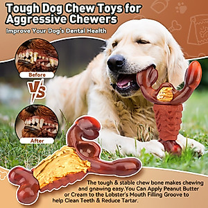 BIKIISEN Squeaky Dog Toys for Aggressive Chewers for Large Dogs, Interactive Dog Chew Toys to Keep Them Busy, Indestructible Squeaky Dog Toys, Tough Dog Toys for Medium/Large Dogs (Red)