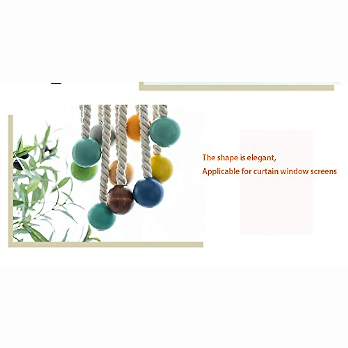 2 Pack,Curtain Rope Ties,Magnetic Curtain Tiebacks,Wooden Magnetic Curtain Tiebacks Pair, Magnetic Curtain Tie Backs for Home, Office, Window Accessories- Blue and Yellow||40cm