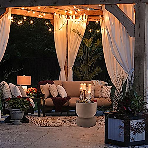 LyuHome Outdoor Concrete Side Table Small Stone Coffee Table, Round Drum End Table, Cement Accent Table Stool for Garden Outdoor Patio