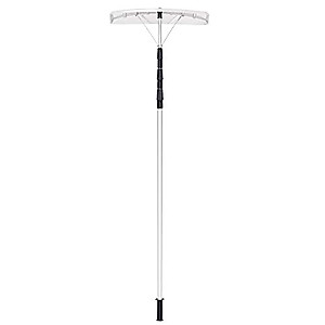 GYMAX Roof Rake,21ft Aluminum Snow Roof Rake with Twist-n-Lock Telescoping Handle & Big Blade, Extendable Roof Shovel for Snow Removal, Wet Leaf, Dribs (Silver)
