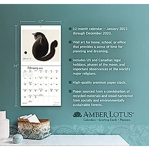 The Artful Cat 2023 Wall Calendar: Brush &amp; Ink Watercolor Paintings