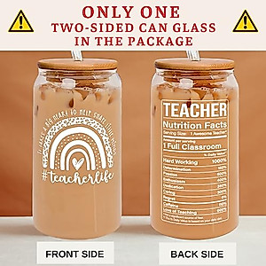 Teacher Appreciation Gifts - Teacher Gifts for Women - Cool Gifts for Teachers Women - Funny Teacher Gift Ideas - Teacher Birthday Gifts - Unique Gift for Teacher - 16 Oz Teacher Can Glass