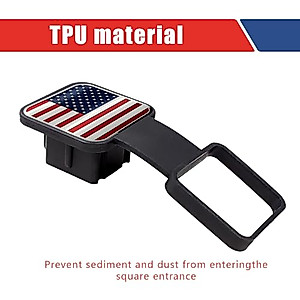 UGSHY Pack-1 Square Tow Hitch Dust Plug, American Flag Pattern Tow Tube Square Cover, Trailer Receive Tube Plug, Fits 2" x 2" Receiver Tube (Red)