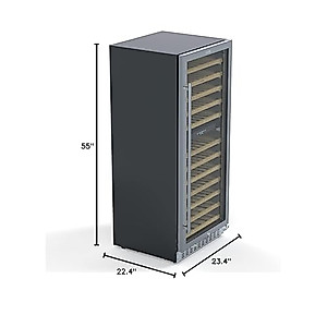 KoolMore 24” Inch 9.7 Cu.Ft. Dual Zone Wine Cooler Refrigerator, Freestanding or Built-In Unit, Tempered Glass and Door Lock (KM-CW92DZ-SS), Silver, 92 Wine Bottles