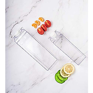 Heyworld 33 OZ Large Clear Milk Carton Water Bottle Creative Square Transparent Cup + Straw + Storage Bag