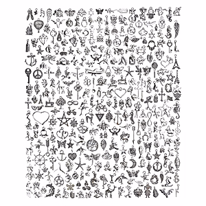 JIALEEY 300 PCS Wholesale Bulk Lots Jewelry Making Charms Mixed Smooth Tibetan Silver Alloy Charms Pendants DIY for Bracelet Necklace Jewelry Making and Crafting