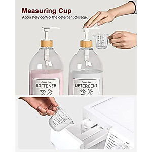 Liquid Laundry Detergent Dispenser, Laundry Detergent Container for Laundry Room, 67oz Storage Container for Farmhouse Decor, Includes Pumps, Collapsible Funnel, Labels and Bamboo Tray