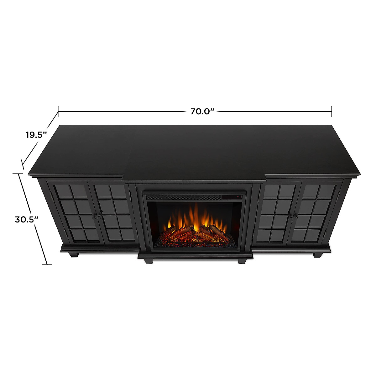 Real Flame Marlowe Fireplace TV Stand in Black