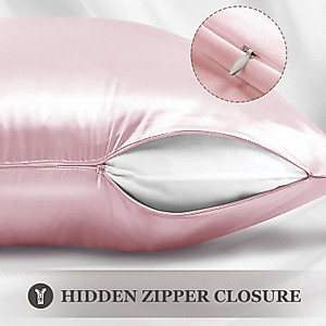 Adubor Silk Pillowcase - Mulberry Silk Pillow Case, 23 Momme 6A Grade Fibers, 900 Thread Count, Silk Pillow Cases for Hair and Skin Health, with Hidden Zipper (Standard 20''×26'', Pink, 1PC)