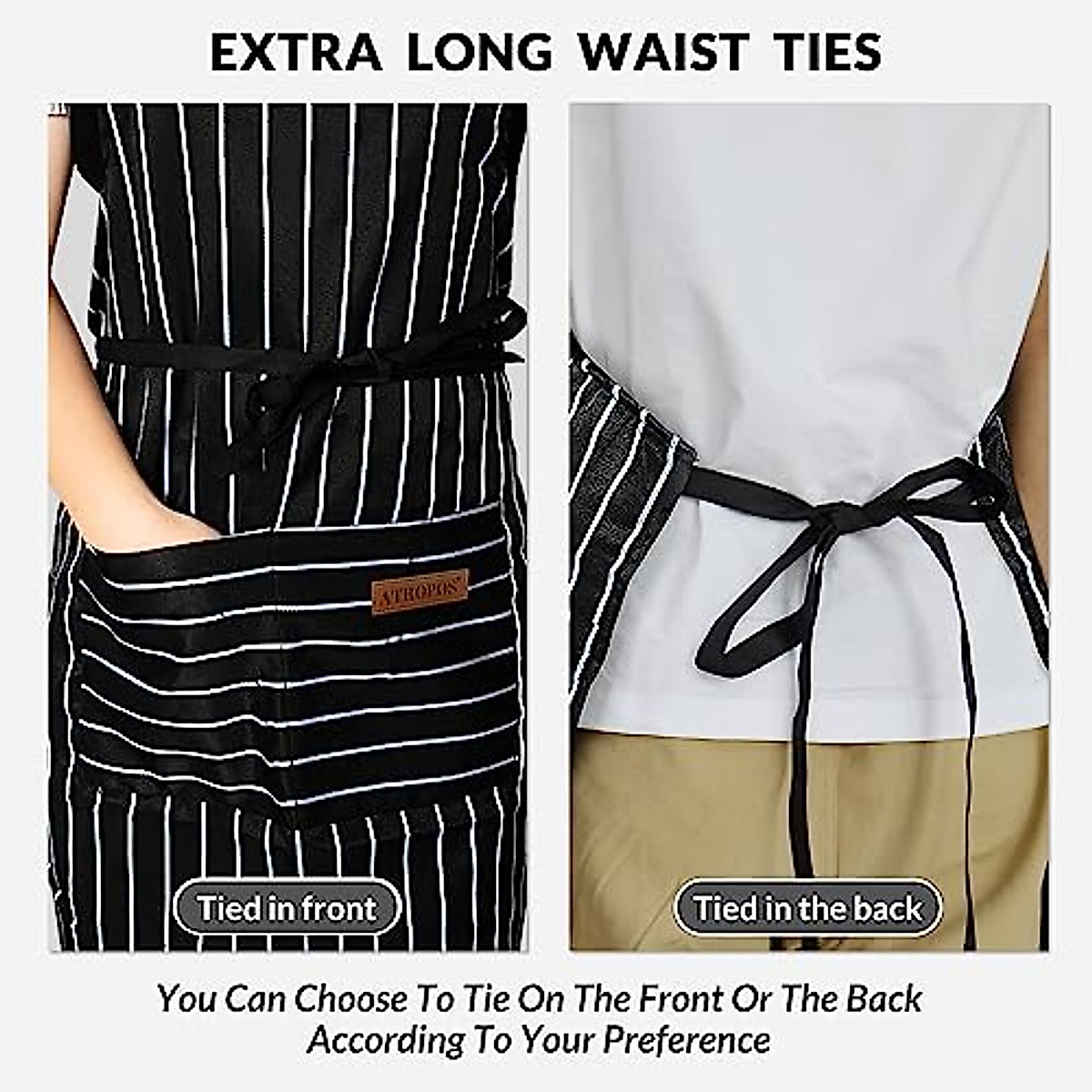ATROPOS 2 Pieces Aprons for Women with Pockets, Aprons for Men, Womens Kitchen Apron, Cooking Apron Adjustable Bib Chef Apron(Unisex)