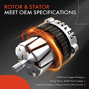 A-Premium Alternator Compatible with Dodge Grand Caravan & Chrysler Town & Country 2001-2007, Voyager 2001-2003, 3.3L 3.8L, 140Amp 12V CW 6-Groove Clutch Pulley, Replace# AND0293, VND0293