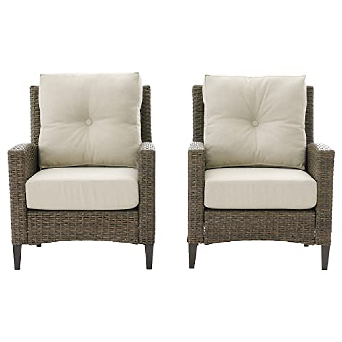Crosley Furniture KO70210LB-OL Rockport Outdoor Wicker High Back Arm Chair, Set of 2, Light Brown