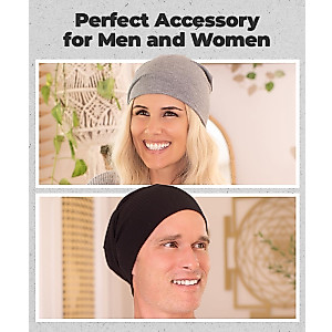Lightweight Fashion Beanie for Men & Women - Soft Thin Ribbed Modal - Slouchy Style Black