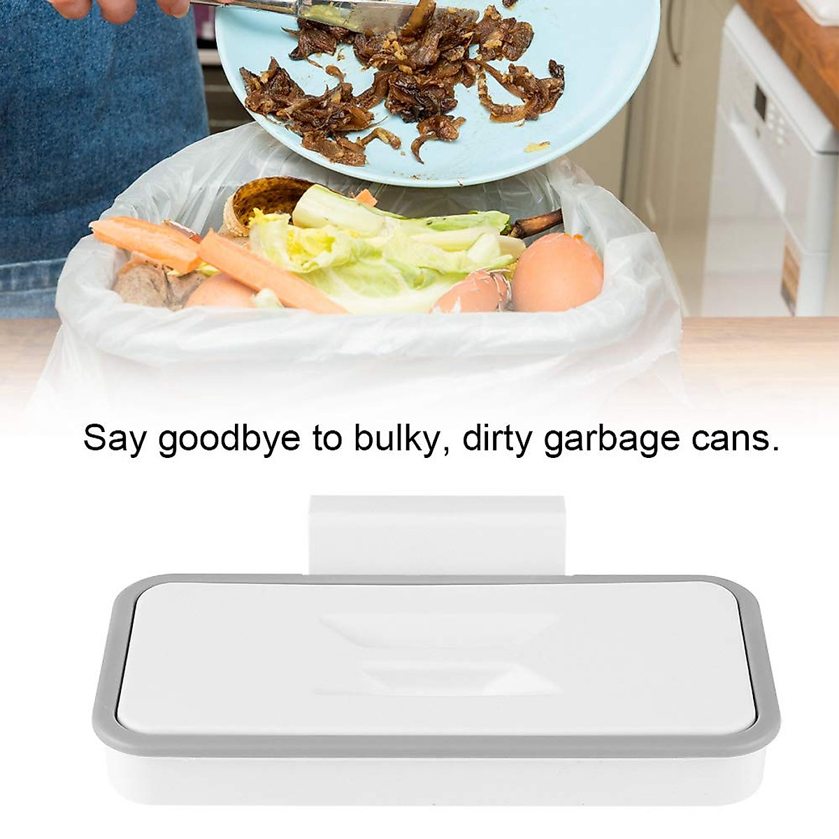 Garbage Bag Holder, Trash Bag Rack, Trash Can White No Installation Required Closet Cupboard Accessory for Home Kitchen, Bathroom, Garage, Camping