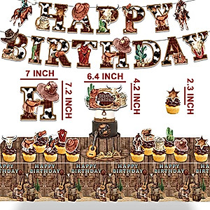 Cowboy Theme Birthday Party Supplies Party Decorations Kits Set with Latex Balloons Banner Cake Topper Backdrop Tablecloth for Western Cowboy Fans Party Decor
