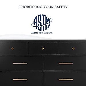 Evolur Loft Art Deco Double Dresser, Black, 54.00″ L x 18.00″ W x 33.00″ H